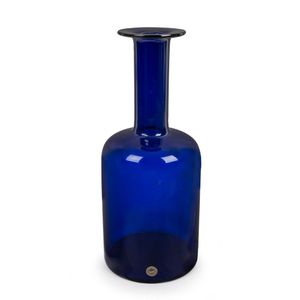 Vintage Holmegaard Blue Glass 'Gulvase' with Original Label, 38cm ...