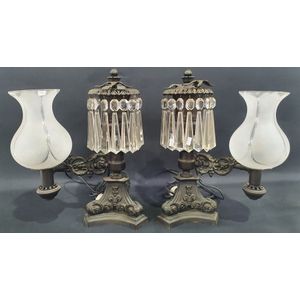 Early 19th century Argand oil lamps, burner invented in 1780 by Aime ...
