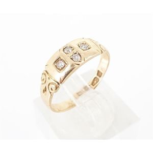 A diamond and 18ct gold ring; four single cut diamonds; Chester ...