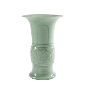 Kyoyaki Celadon Vase by Miyanaga Tozan I, Showa Period - Zother - Oriental