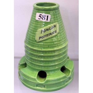 Green Glazed Fowler Pottery Smoker's Stand with Repair - Smoking ...
