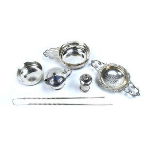 Assorted Silver Items Collection: Chopsticks, Shaker, Mustard Pot, Bowl ...