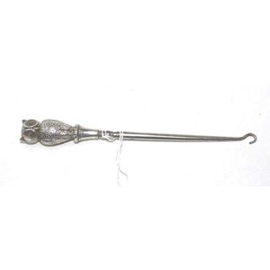 Edward VII Sterling Silver Owl Handle Button Hook, 21cm Length ...