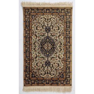 Cream and Blue Persian Wool Rug - 135 x 76cm - Rugs & Carpets ...