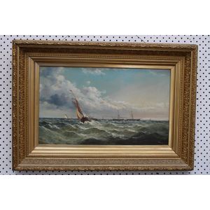 Gilt-framed Maritime Oil Painting by J Wilson - Oil Paintings and ...