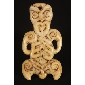 19th Century Maori Carved Bone Hei Tiki with Swirl Motifs - New Zealand ...