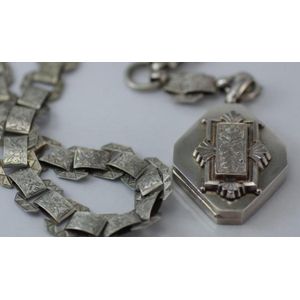 Sterling Silver Diamond Locket on Fancy Chain - Hallmarked - Necklace ...