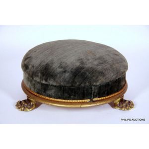 Velvet Foot Stool with Gilded Base and Lion Feet - Seating - Stools ...