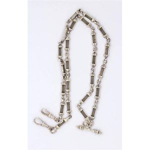 62cm Silver Fancy Link Albert Chain with T-Bar - Necklace/Chain - Jewellery