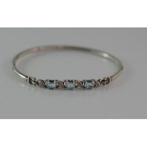 Silver Blue Stone Bangle - Bracelets/Bangles - Jewellery
