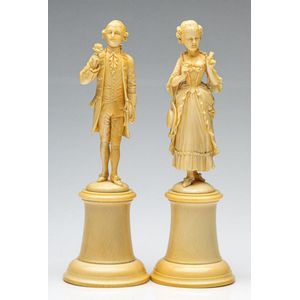 French C19th Ivory Couple, 21cm - Zother incl. carved Western ivory ...