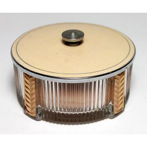 Art Deco Glass Powder Puff Jar - United States - Glass