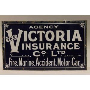 Enamel Victoria Insurance Co. Sign - Signage - Advertising