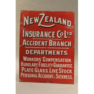 Antique Enamel NZ Insurance Co. Sign - Signage - Advertising