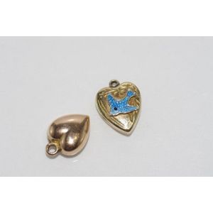 Blue Bird Locket with Heart Pendant in 9ct Gold - Pendants/Lockets ...