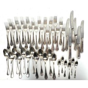 Italian Silver Cutlery Set with Engraved Crest, 2770 grams - Flatware ...