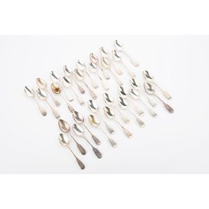 Collection of Antique Sterling Silver Fiddle Pattern Teaspoons ...