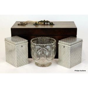 George III Tea Caddy with Sterling Silver Caddies, London 1814 - Tea ...