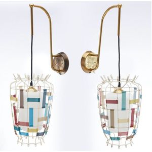 De Stijl-inspired Wall Lights with Brass and Steel - Wall Lights - Lighting