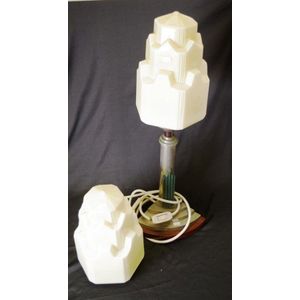 Chrome Column Electric Table Lamp with Cream Glass Shade - Lamps ...