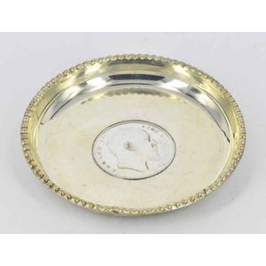 Antique silver dish with embedded coin - price guide and values