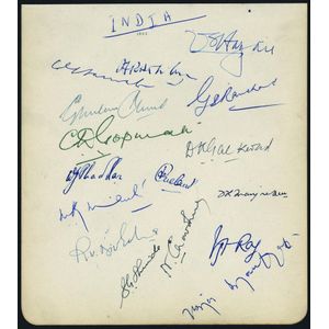 1952 India Cricket Team Autographed Page - Sporting - Cricket - Memorabilia