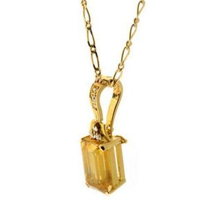 Citrine and Diamond Pendant Necklace in 14ct Gold - Necklace/Chain ...