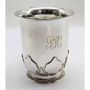 1938 London Hallmarked Sterling Silver Christening Mug with Spade ...