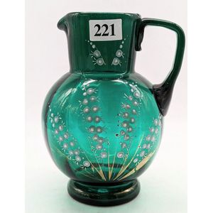 Bristol Green Jug with White Flowers and Scrolled Decorations - British ...