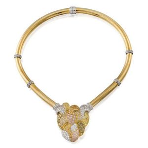 Multi-coloured Diamond Pendant Necklace by Robert Musson - Pendants ...