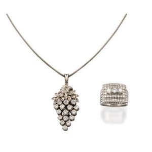 Diamond Grape Pendant and Ring Set - Pendants/Lockets - Jewellery