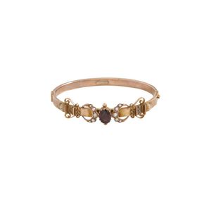 Garnet and Pearl Bangle in 9ct Gold - Bracelets/Bangles - Jewellery