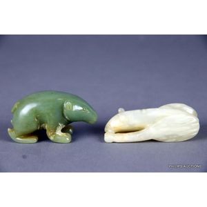 Pair of Chinese Jade Animal Figures - Jade - Oriental