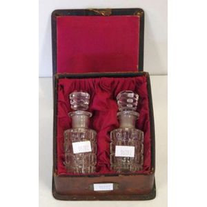 Antique Crystal Perfume Bottles in Leather Case - Scent Bottles ...