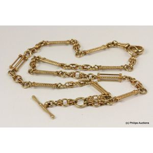 Victorian Style Gold Fob Chain with T-Bar Pendant - Pendants/Lockets ...