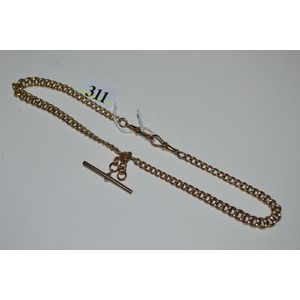 9ct Gold Fob Chain with T-Bar - 50.1g - Necklace/Chain - Jewellery
