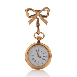 French Gold Pocket Watch and Fob with 9ct Gold Brooch - Watches ...