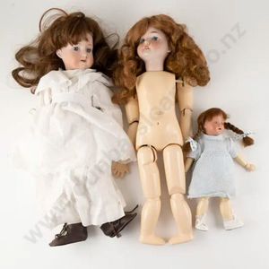 Three Antique Bisque Dolls on New Jointed Bodies Collection - European ...