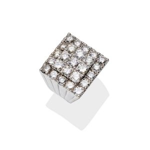 5ct Diamond Square Ring in White Gold - Rings - Jewellery