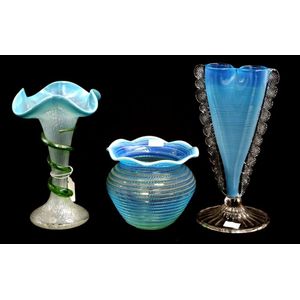 Victorian Blue Glass Vases Collection - British - Victorian - Glass