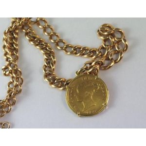 18ct Gold Necklace with 1/2 Sovereign Coin - Necklace/Chain - Jewellery