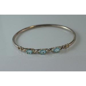 Silver Blue Stone Bangle - Bracelets/Bangles - Jewellery
