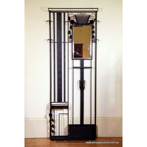 French 1930s Wrought Iron Coat Stand with Mirror & Umbrella Stand ...