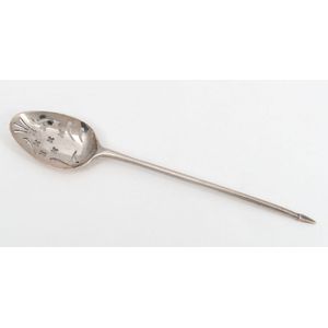 18th Century English Sterling Silver Fancy Back Mote Spoon - Flatware ...