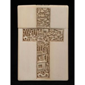 19th Century Chinese Ivory Calling Card Case with Crucifix Decoration ...