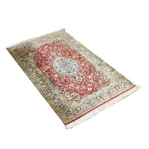 Persian Silk Prayer Rug on Deep Red Ground - Certified - Rugs & Carpets ...