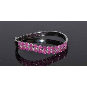 Wave Twist Ruby Bangle in 18ct White Gold - Bracelets/Bangles - Jewellery