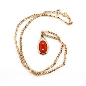 Coral Pendant on Rose Gold Chain - Pendants/Lockets - Jewellery