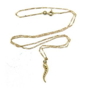 9ct Gold Cornucopia Pendant with Figaro Chain - Pendants/Lockets ...