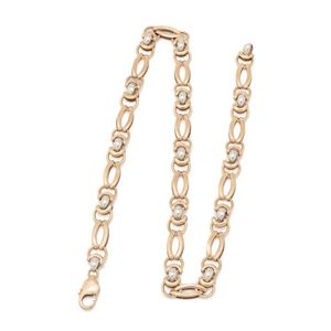 9ct Two-Tone Gold Fancy Link Chain, 41cm Length - Necklace/Chain ...